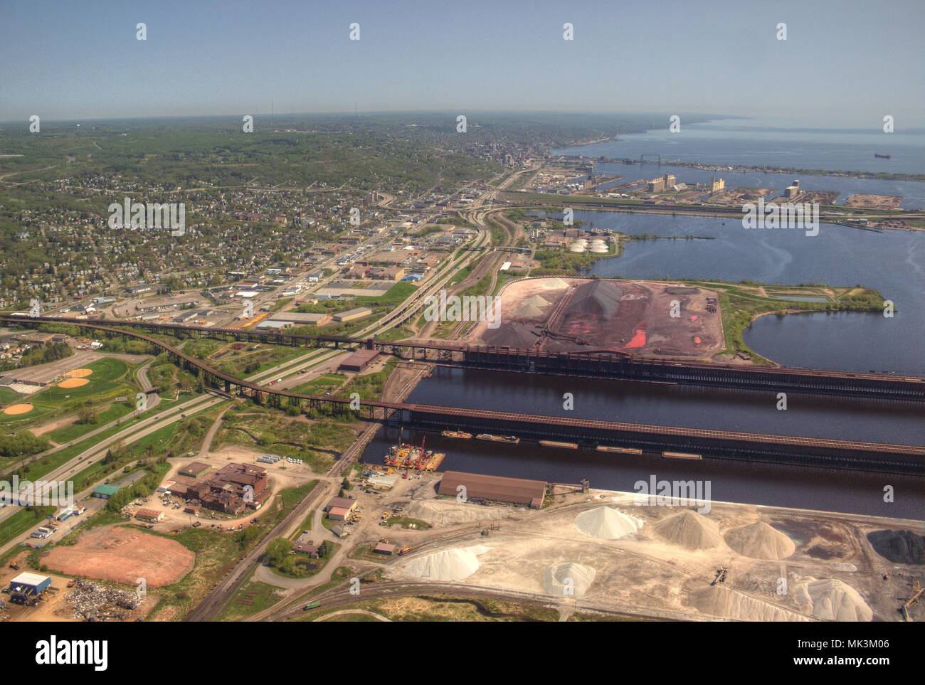 Duluth, Minnesota seen from above from a Helicopter Stock Photo - Alamy