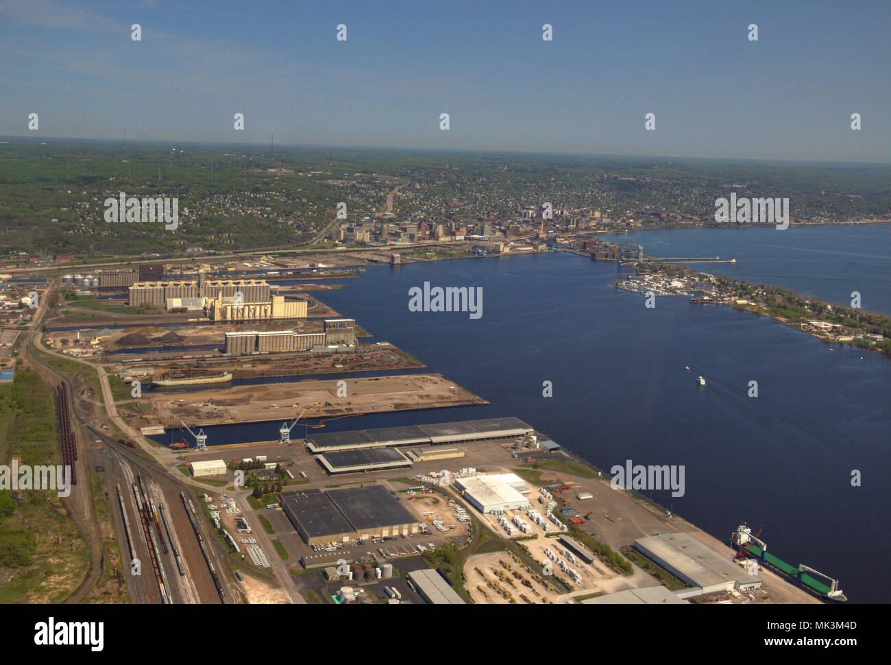 Duluth, Minnesota seen from above from a Helicopter Stock Photo - Alamy