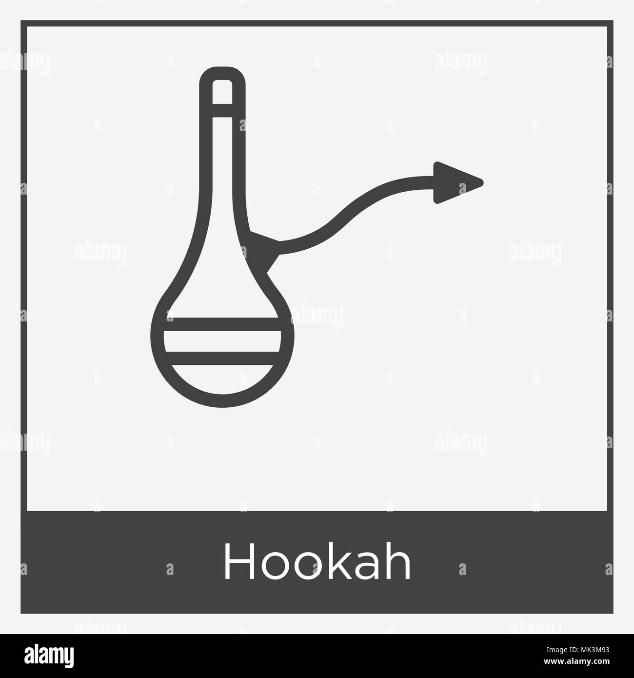 Hookah icon isolated on white background with gray frame, sign and ...