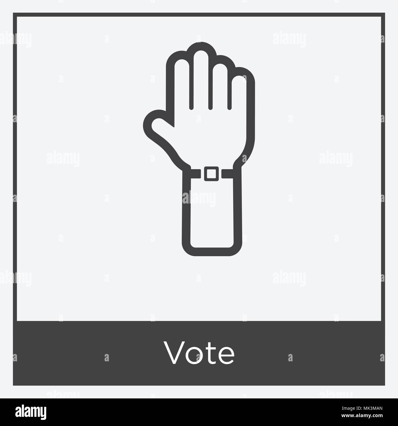 Vote icon isolated on white background with gray frame, sign and symbol ...