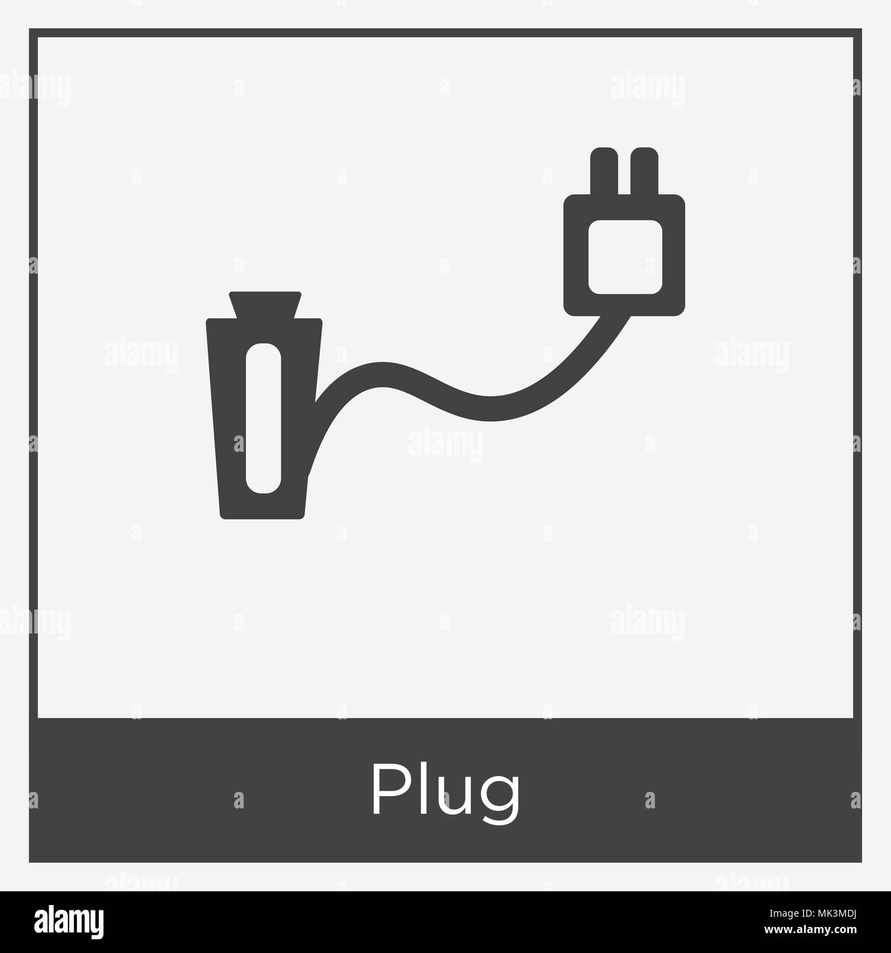 Plug icon isolated on white background with gray frame, sign and symbol ...