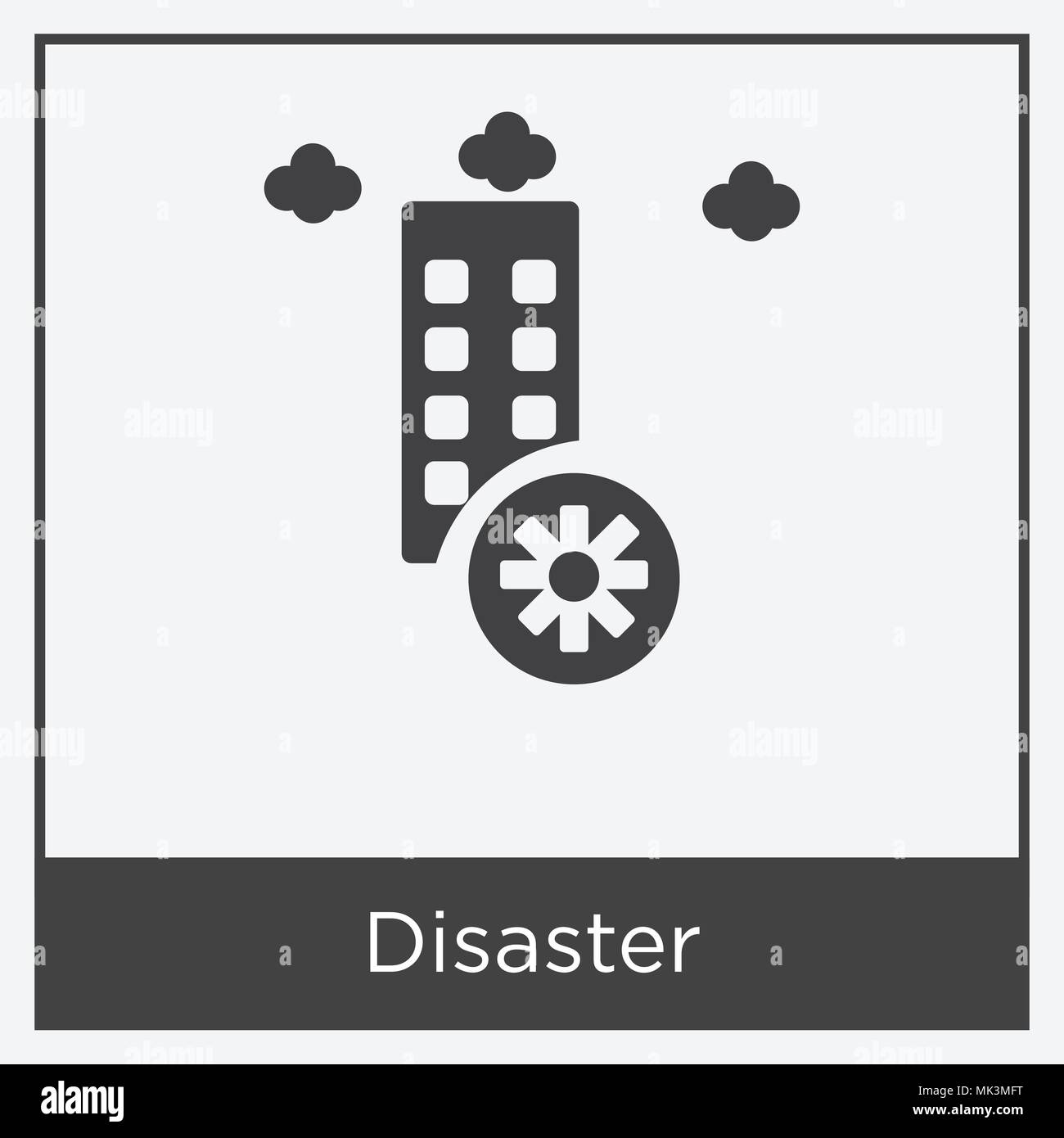 Disaster icon isolated on white background with gray frame, sign and ...