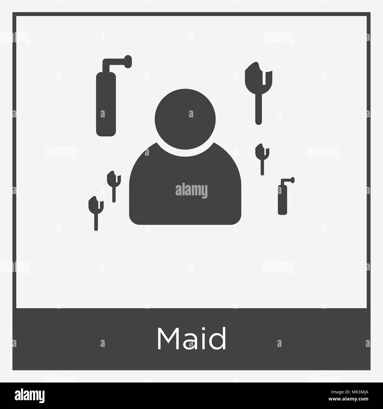 Maid icon isolated on white background with gray frame, sign and symbol ...