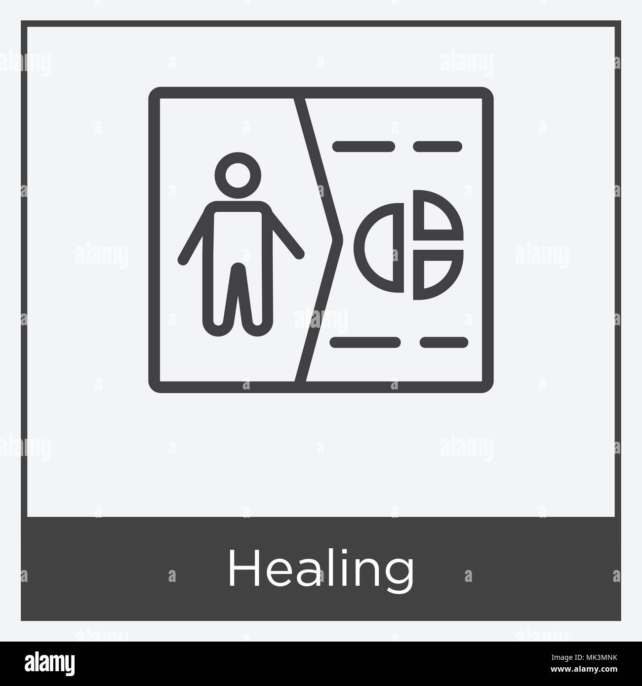 Healing icon isolated on white background with gray frame, sign and ...