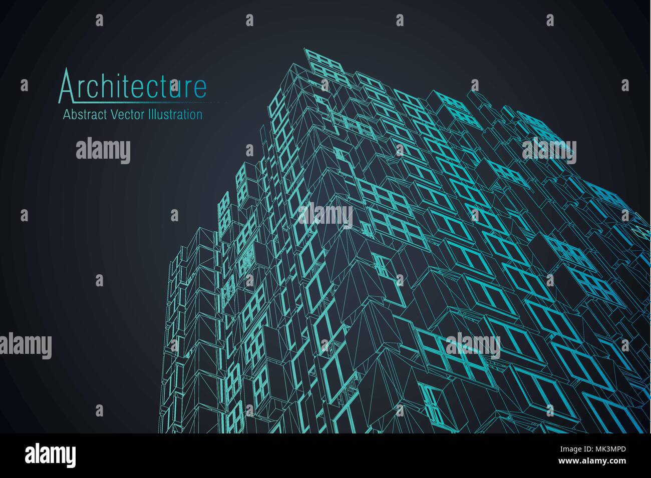 Modern architecture wireframe. Concept of urban wireframe. Wireframe ...