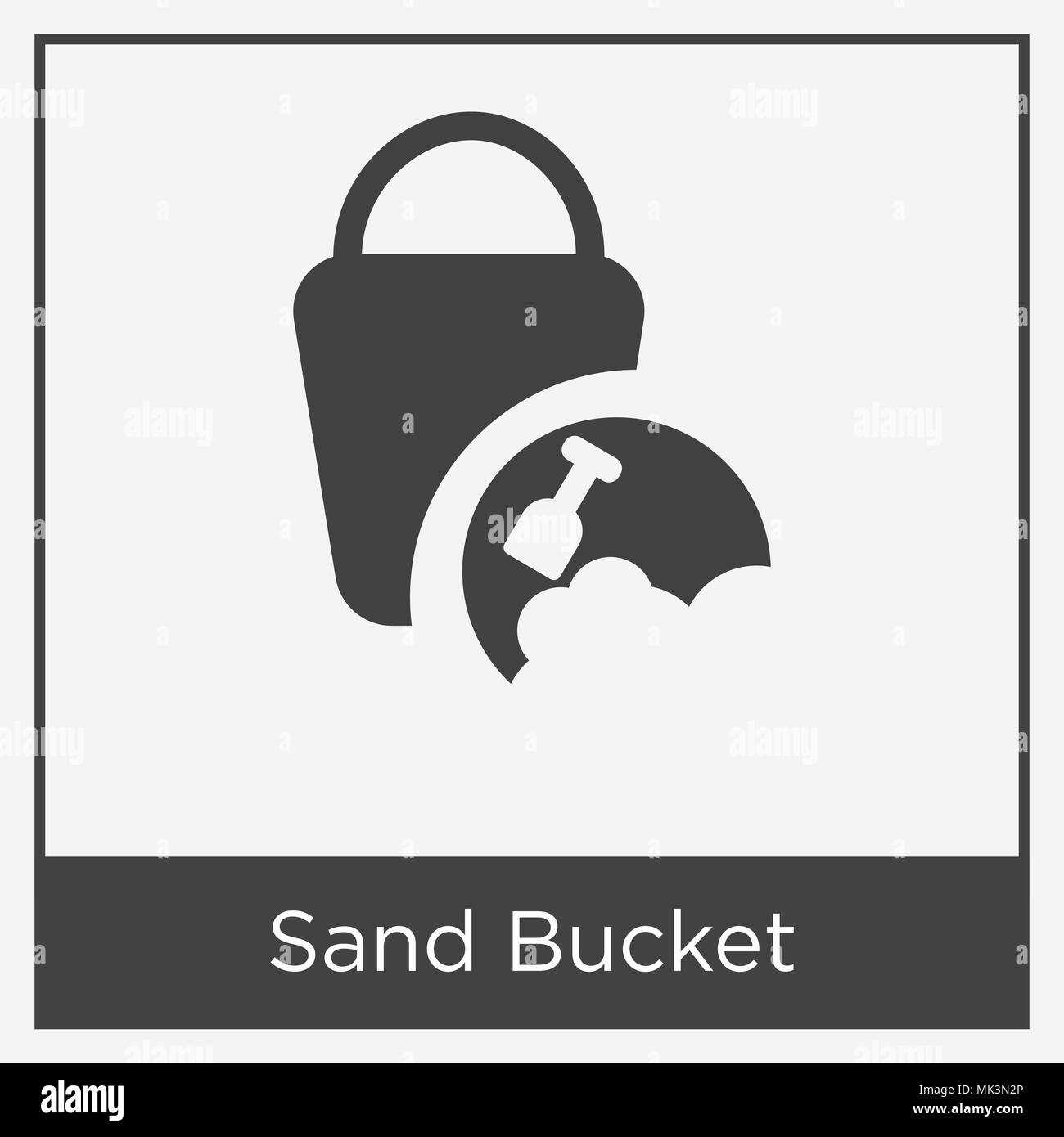 Sand Bucket icon isolated on white background with gray frame, sign and ...