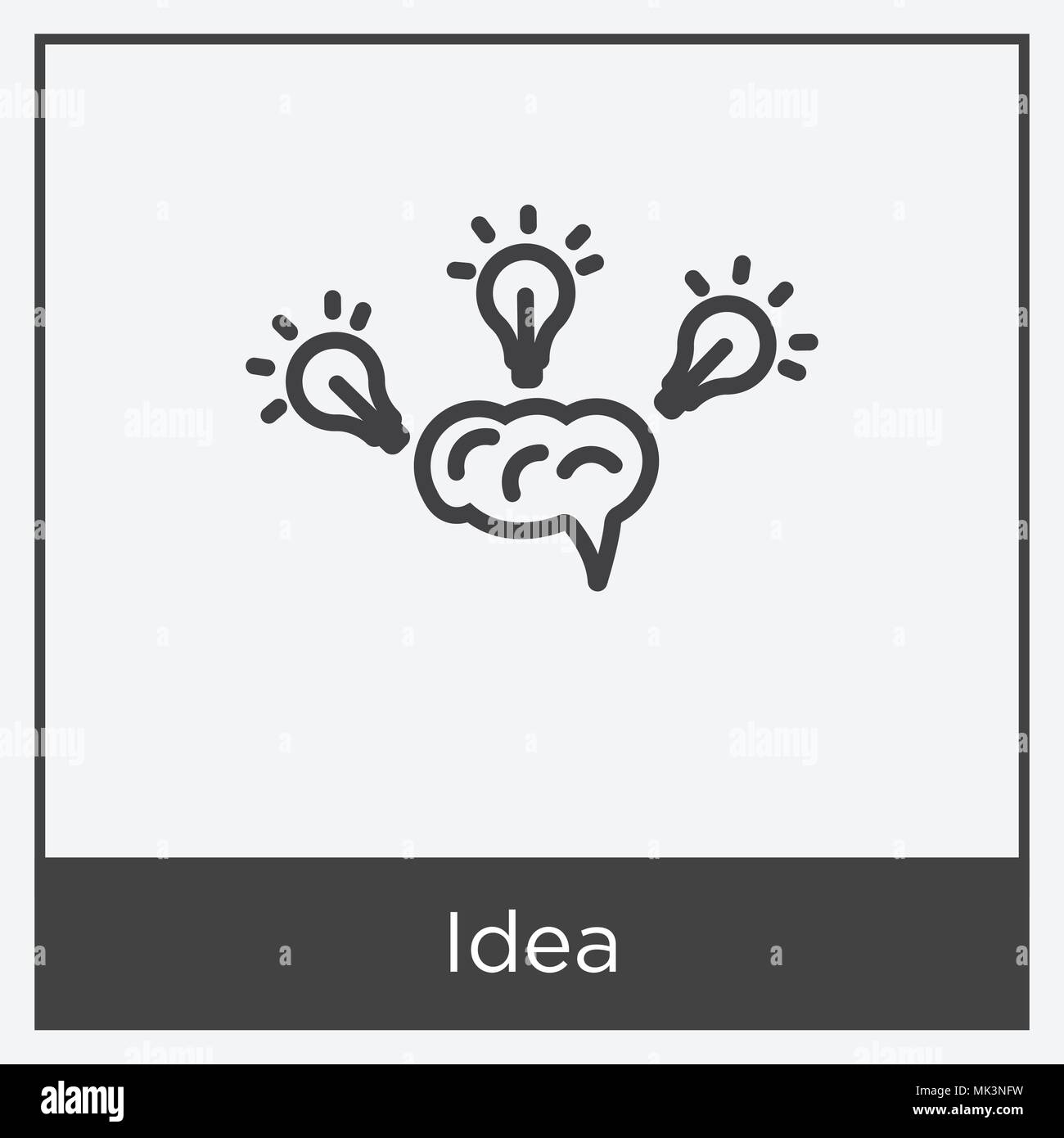 Idea icon isolated on white background with gray frame, sign and symbol ...