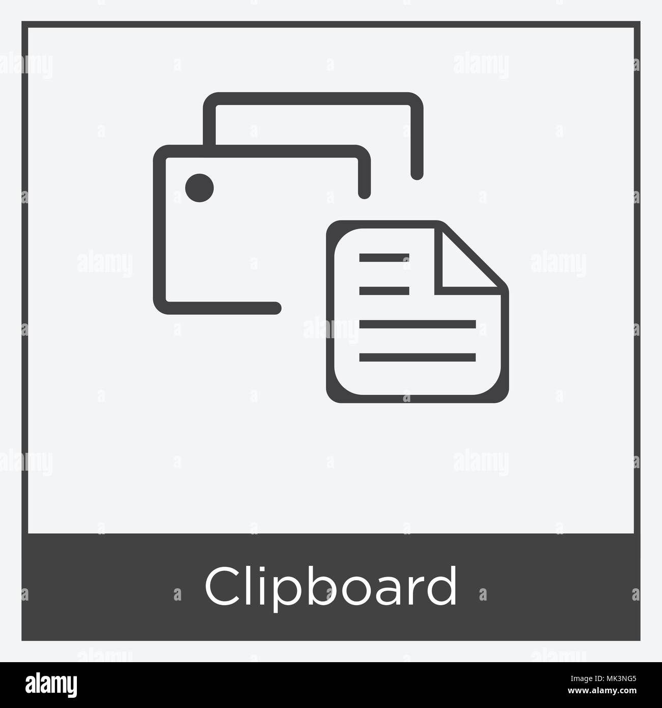 Clipboard icon isolated on white background with gray frame, sign and ...