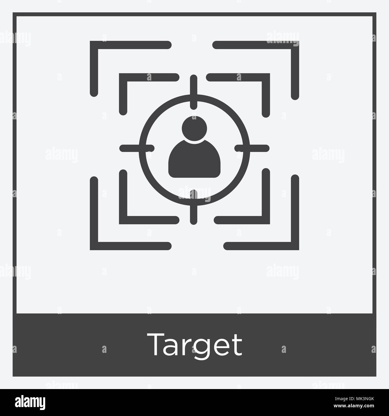 Target icon isolated on white background with gray frame, sign and ...