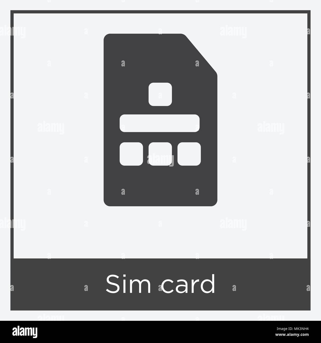 Sim card icon isolated on white background with gray frame, sign and ...