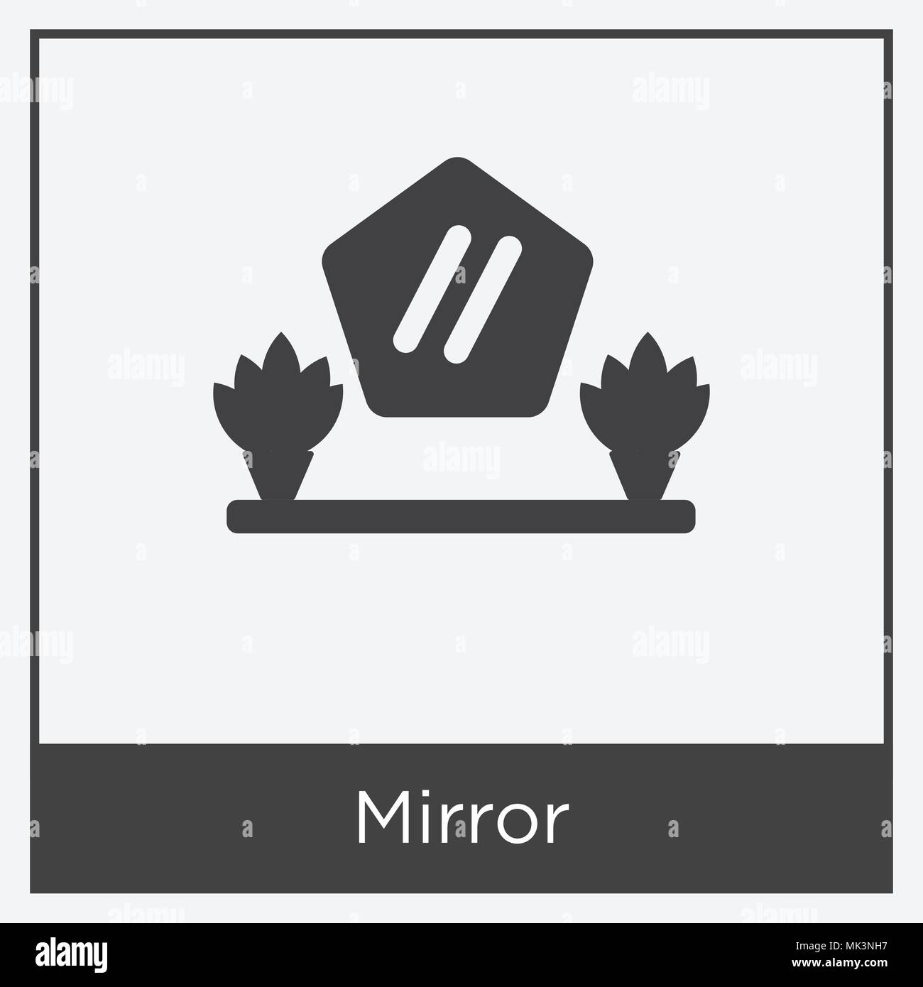 Mirror icon isolated on white background with gray frame, sign and ...