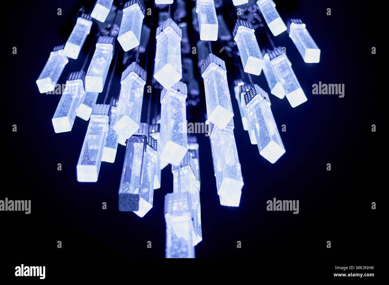 Lamp. Cold light. Interesting form.The decor of the room Stock Photo ...