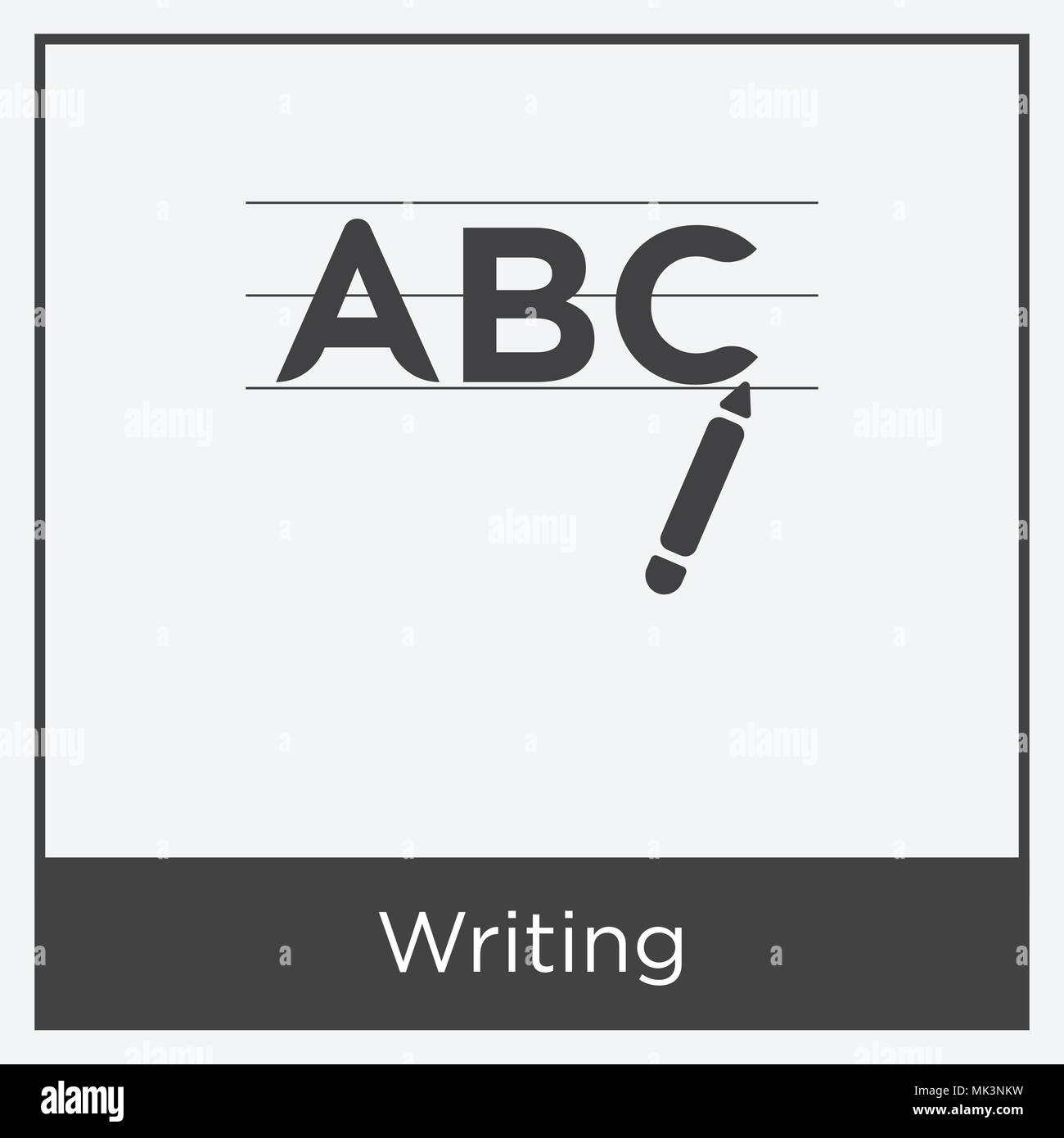 Writing icon isolated on white background with gray frame, sign and ...