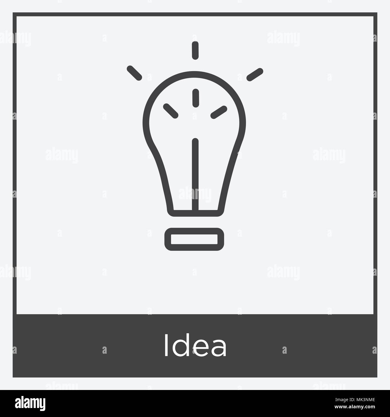 Idea icon isolated on white background with gray frame, sign and symbol ...