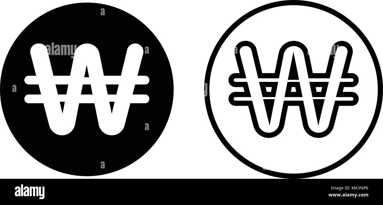 Korean won currency symbol icon, isolated on white background Stock ...
