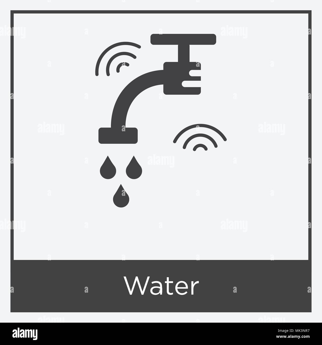 Water icon isolated on white background with gray frame, sign and ...
