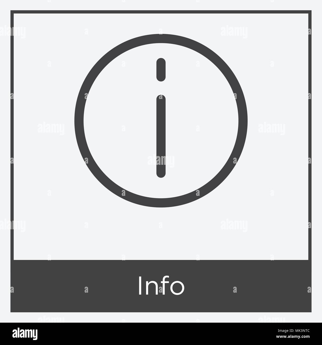 Info icon isolated on white background with gray frame, sign and symbol ...