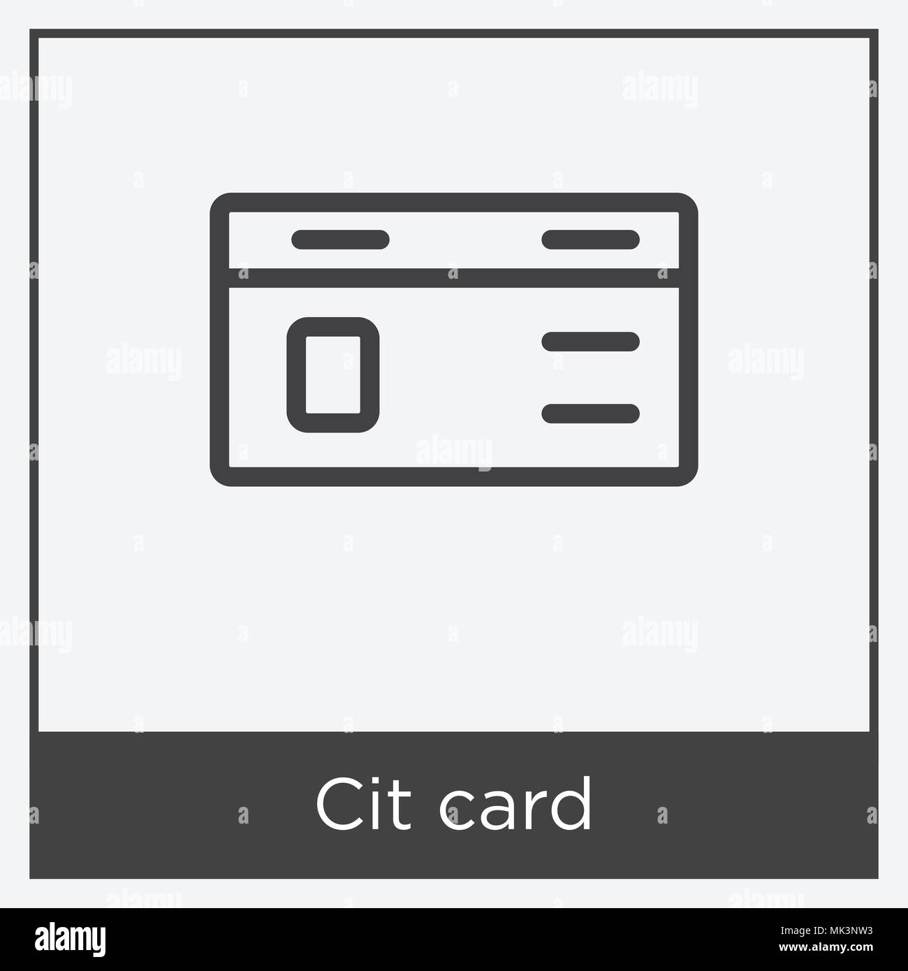 Cit card icon isolated on white background with gray frame, sign and ...