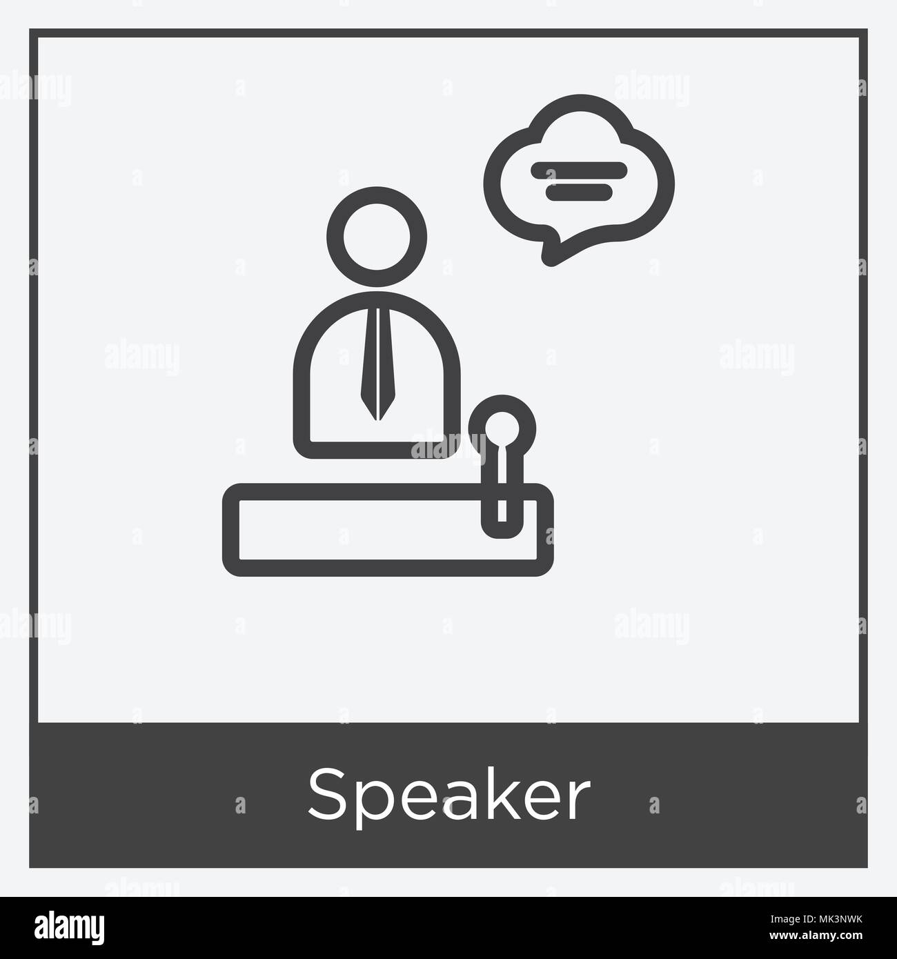 Speaker icon isolated on white background with gray frame, sign and ...