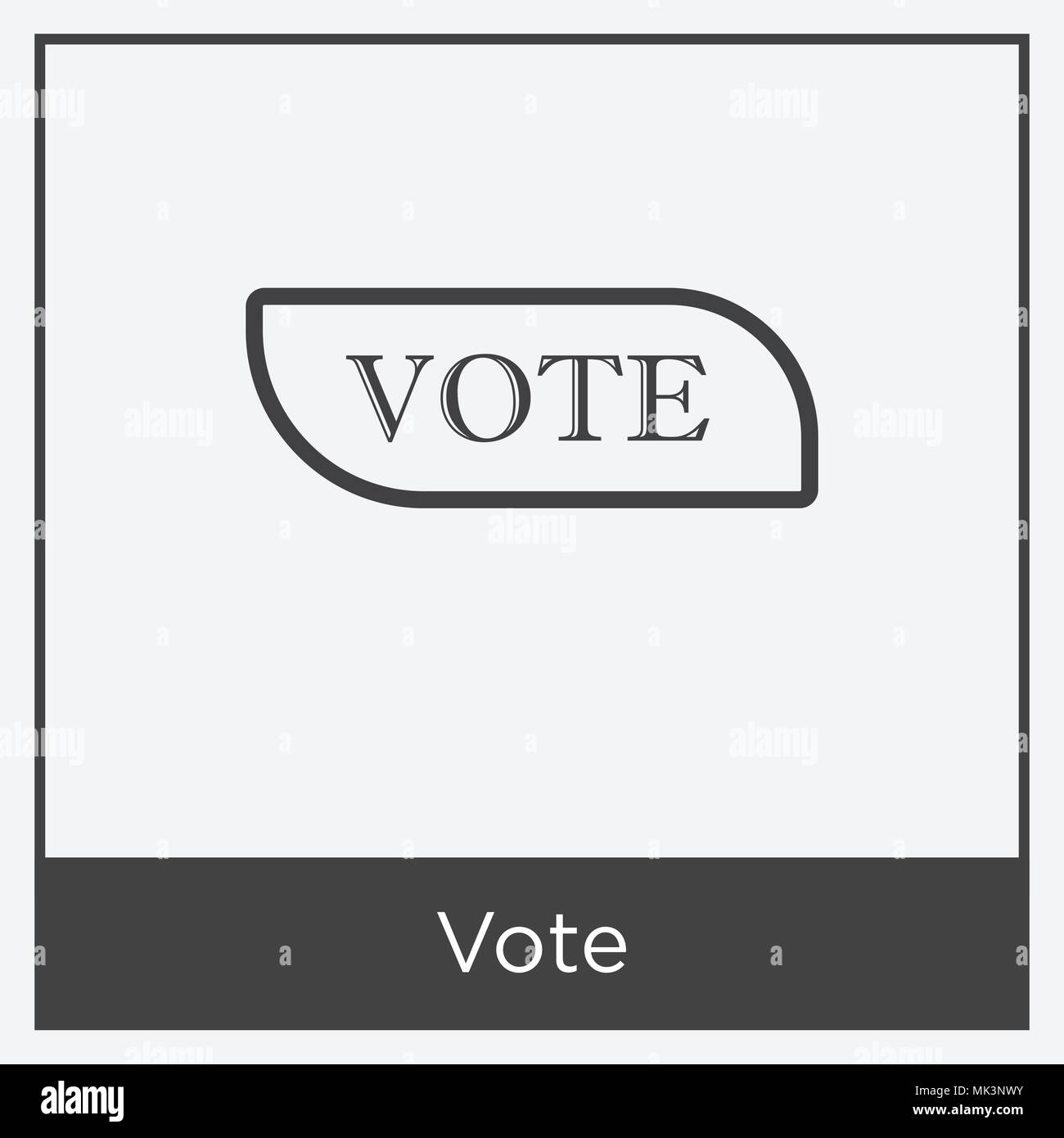 Vote icon isolated on white background with gray frame, sign and symbol ...