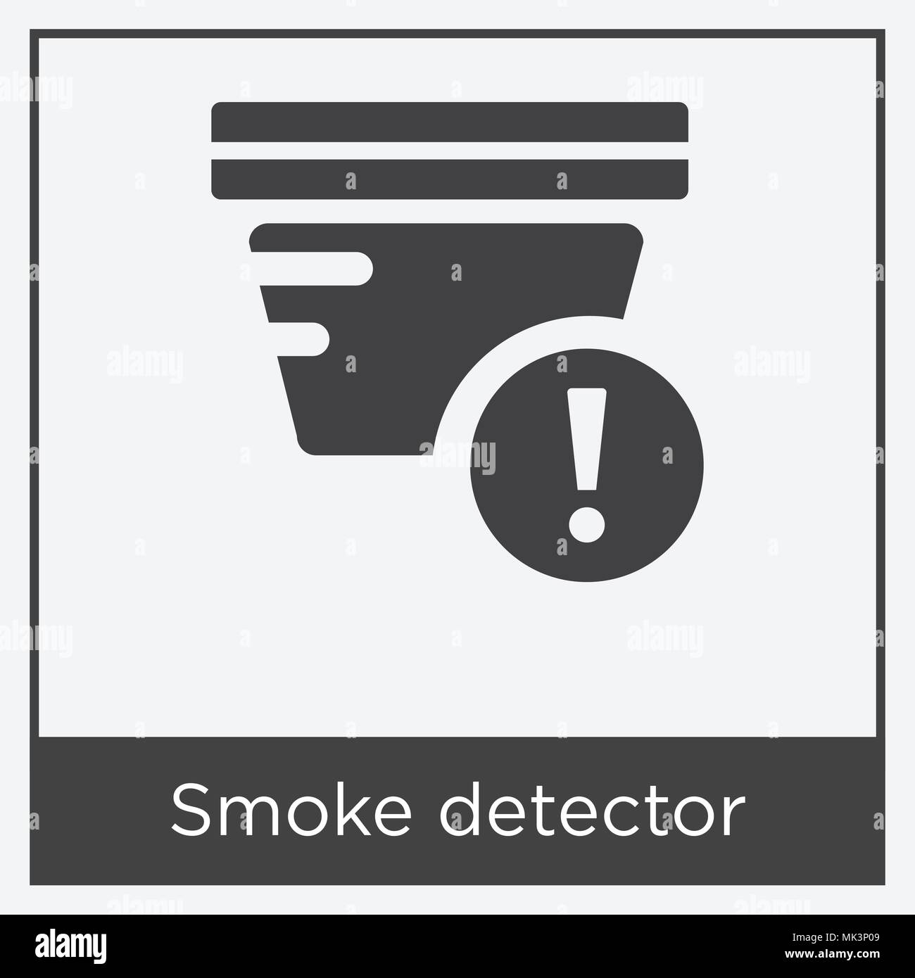 Smoke detector icon isolated on white background with gray frame, sign ...