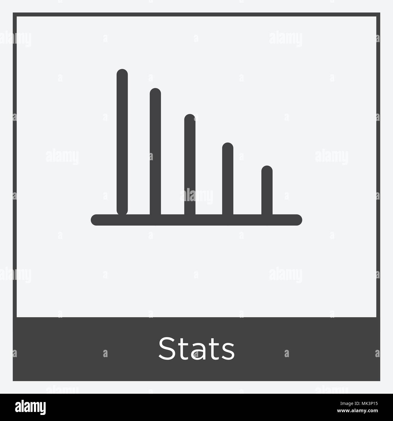 Stats icon isolated on white background with gray frame, sign and ...