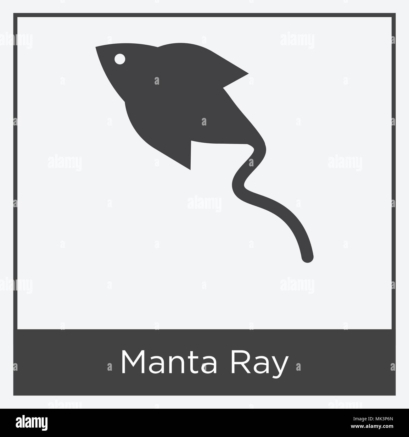 Manta Ray icon isolated on white background with gray frame, sign and ...