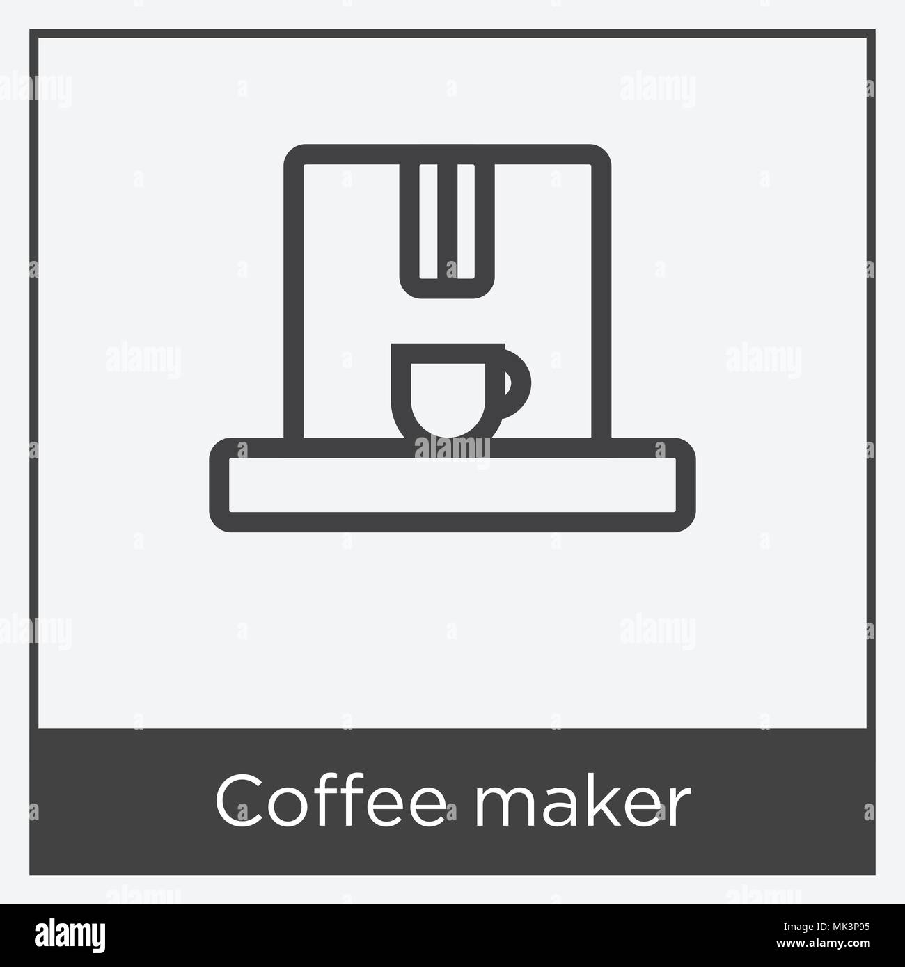 Coffee maker icon isolated on white background with gray frame, sign ...