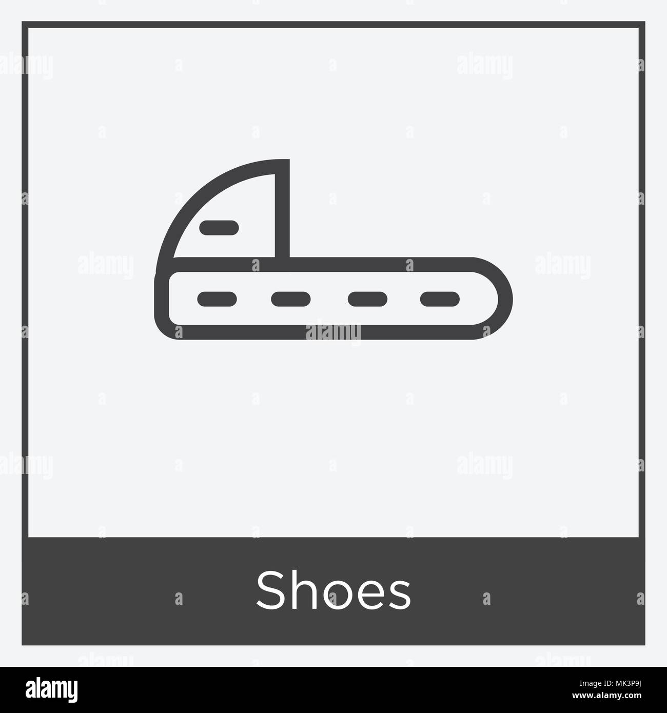 Shoes icon isolated on white background with gray frame, sign and ...