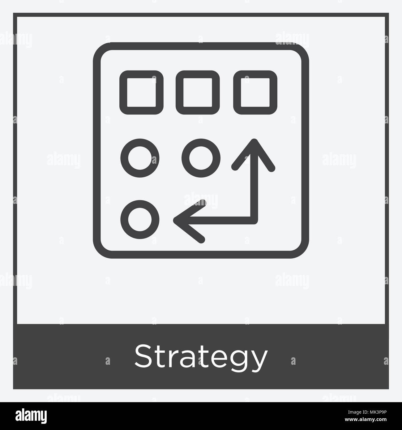 Strategy icon isolated on white background with gray frame, sign and ...