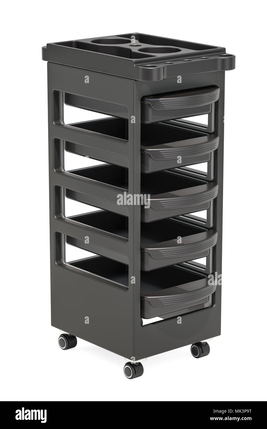 Black spa storage cart with drawers, 3D rendering isolated on white ...