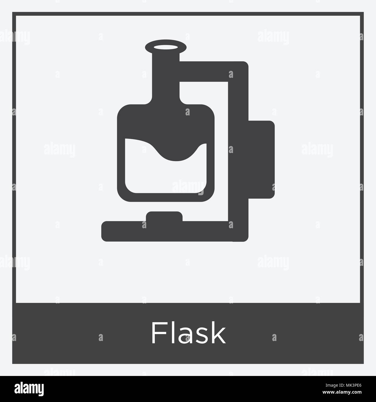Flask icon isolated on white background with gray frame, sign and ...