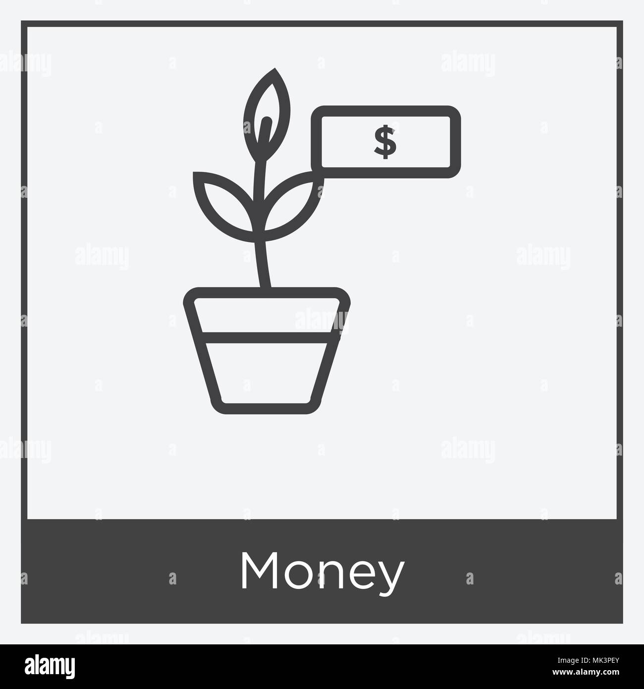 Money icon isolated on white background with gray frame, sign and ...