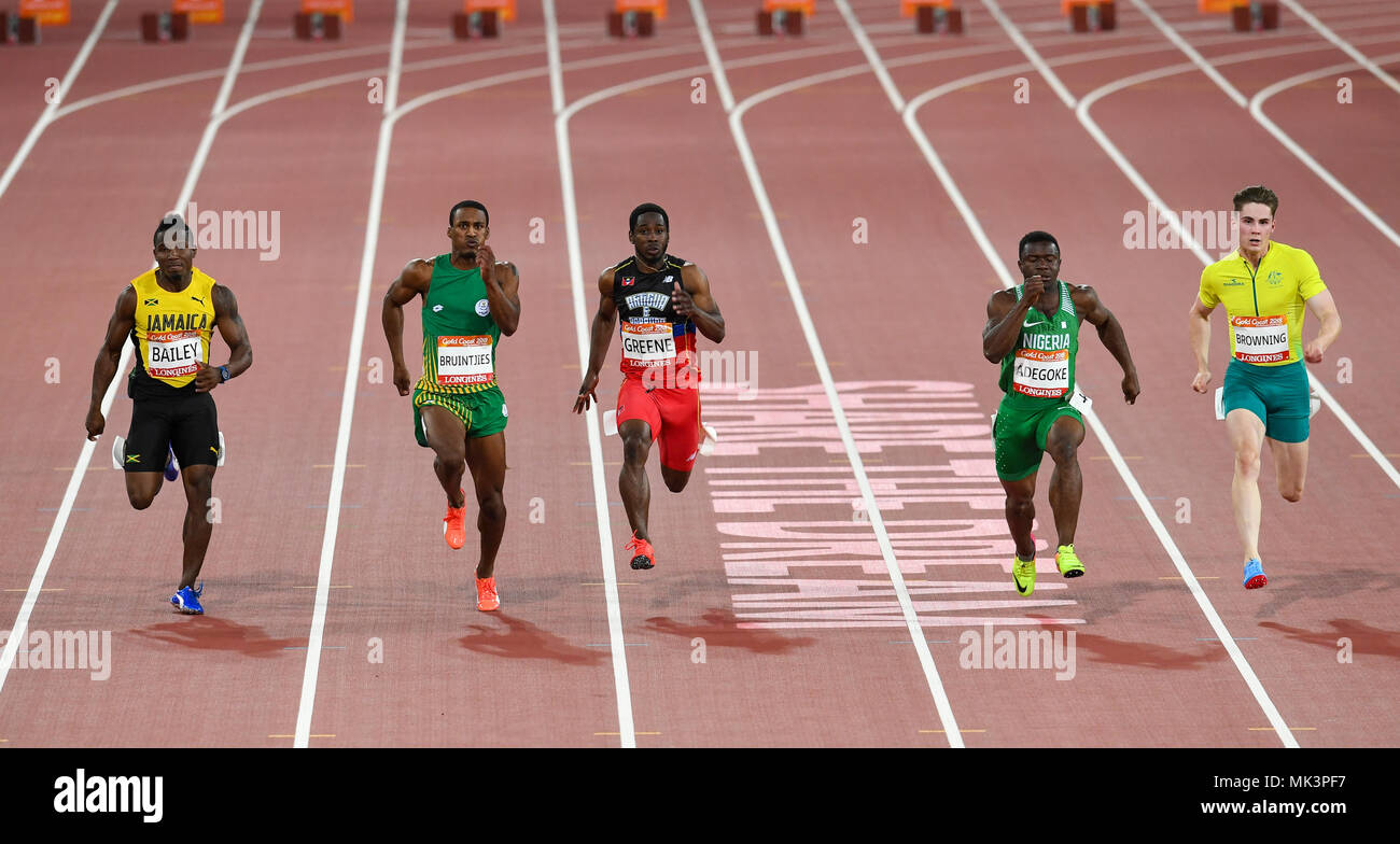 GOLD COAST, AUSTRALIA - APRIL 8: Oshane Bailey, Henricho Bruintjies ...