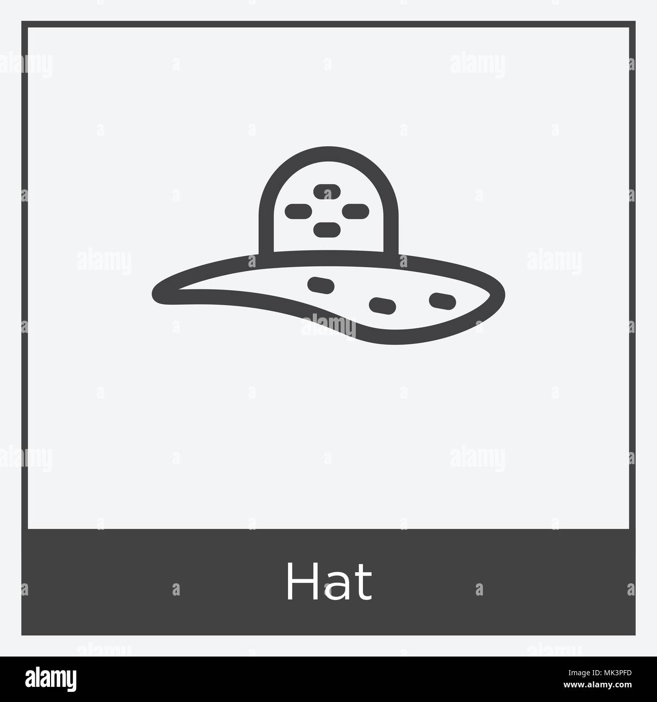 Hat icon isolated on white background with gray frame, sign and symbol ...