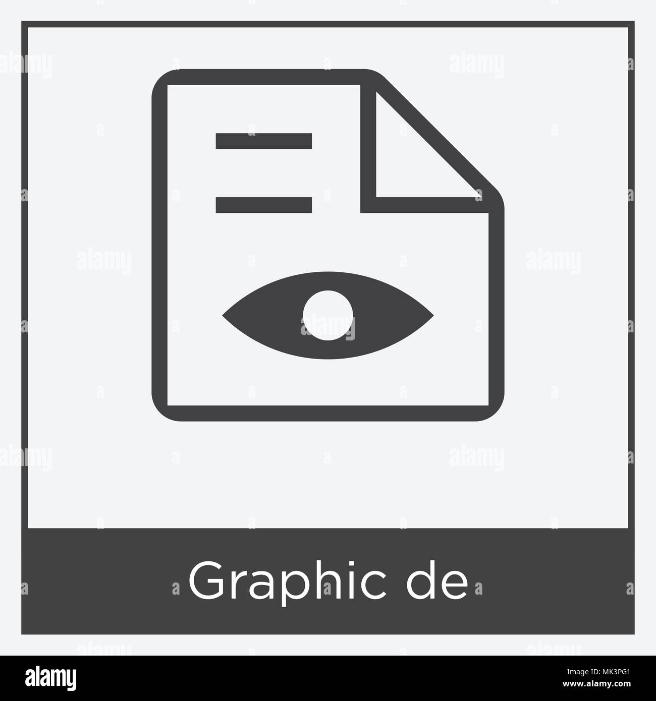 Graphic de icon isolated on white background with gray frame, sign and ...