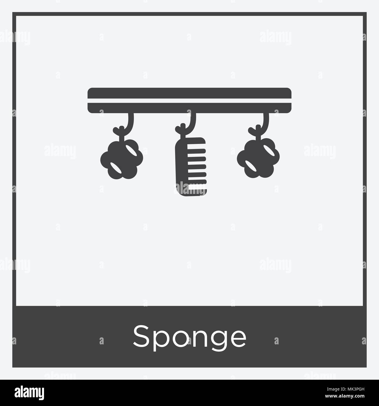 Sponge icon isolated on white background with gray frame, sign and ...