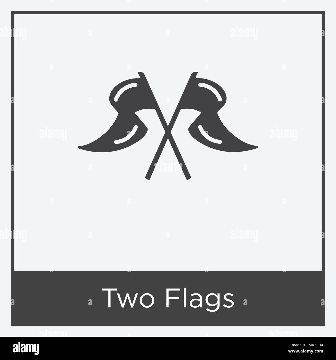 Two Flags icon isolated on white background with gray frame, sign and ...