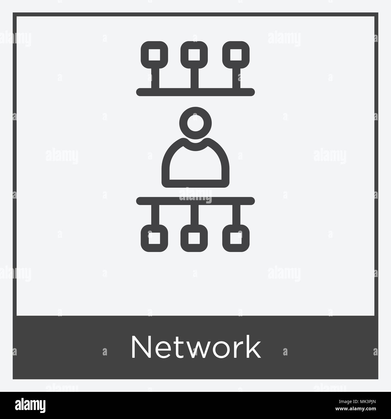 Network icon isolated on white background with gray frame, sign and ...