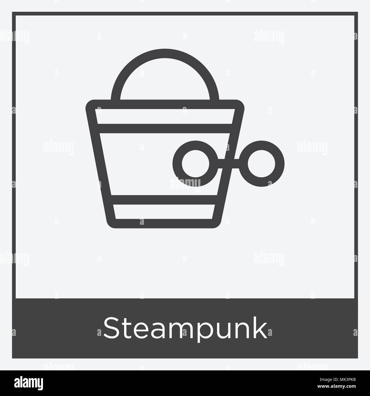 Steampunk icon isolated on white background with gray frame, sign and ...