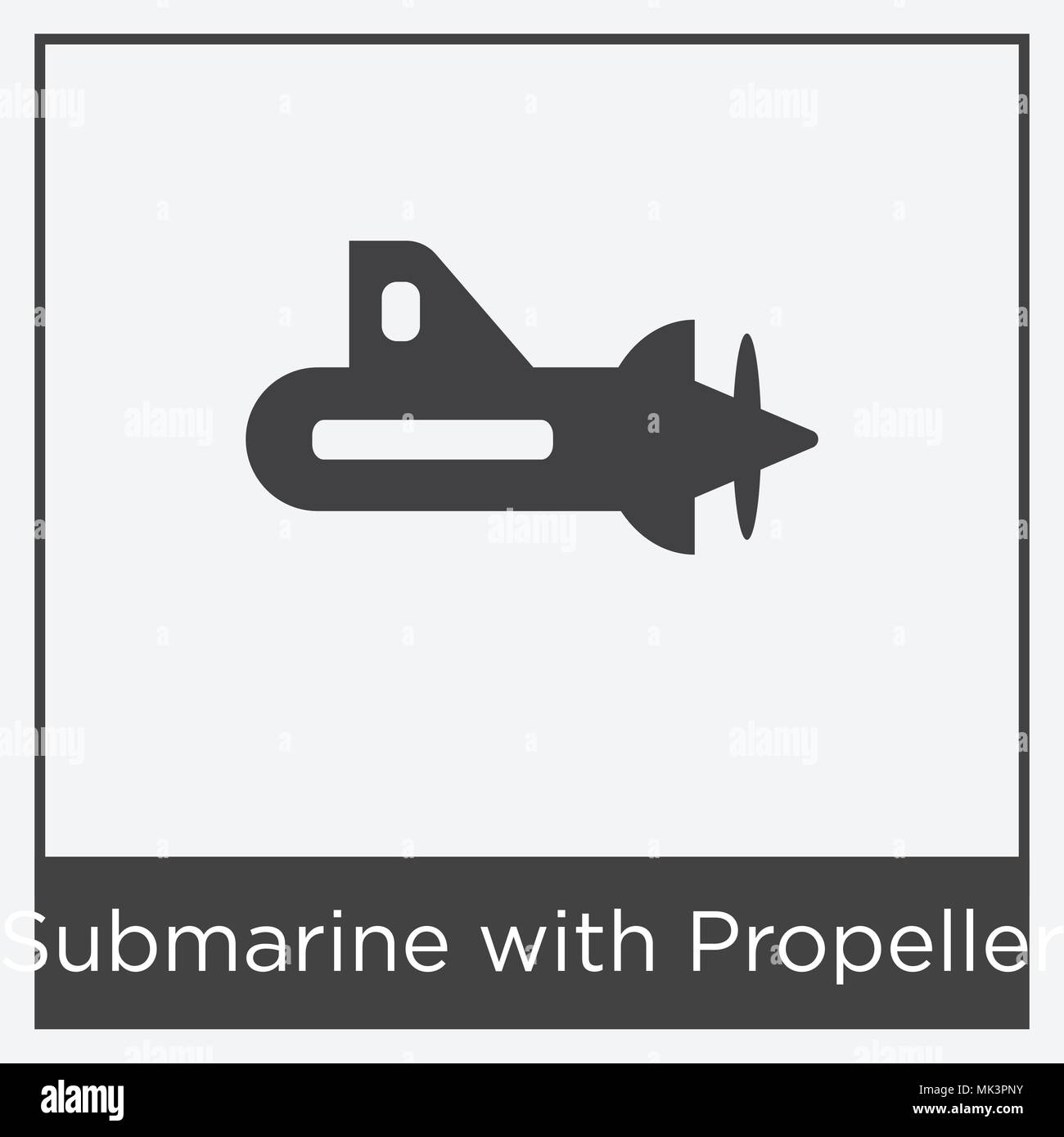 Submarine with Propeller icon isolated on white background with gray ...