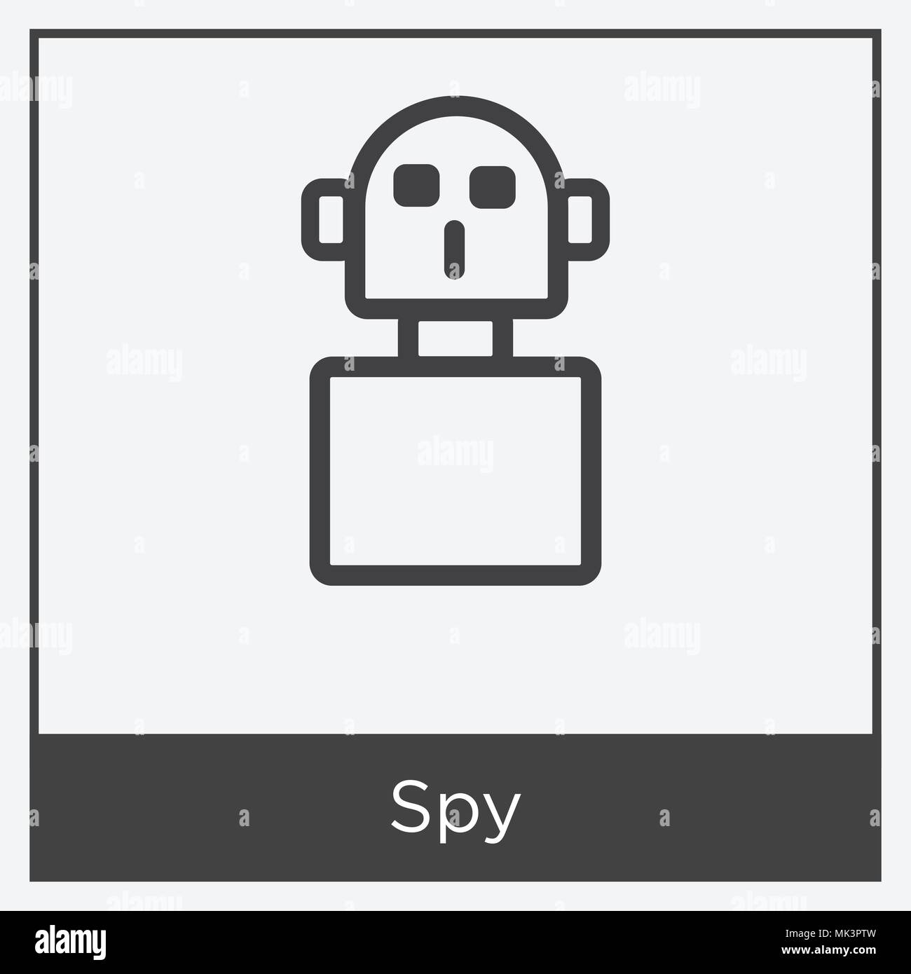 Spy icon isolated on white background with gray frame, sign and symbol ...
