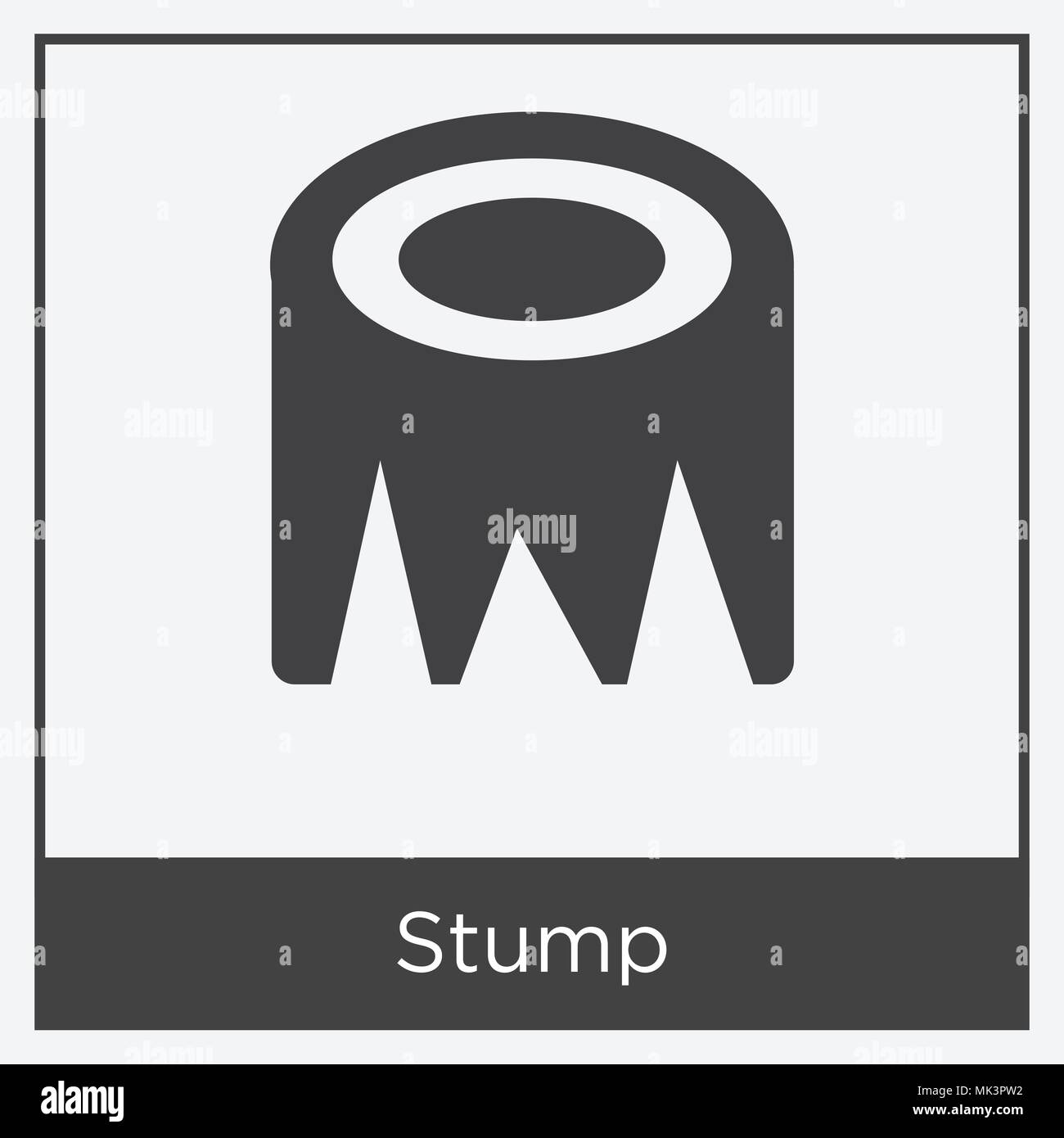 Stump icon isolated on white background with gray frame, sign and ...