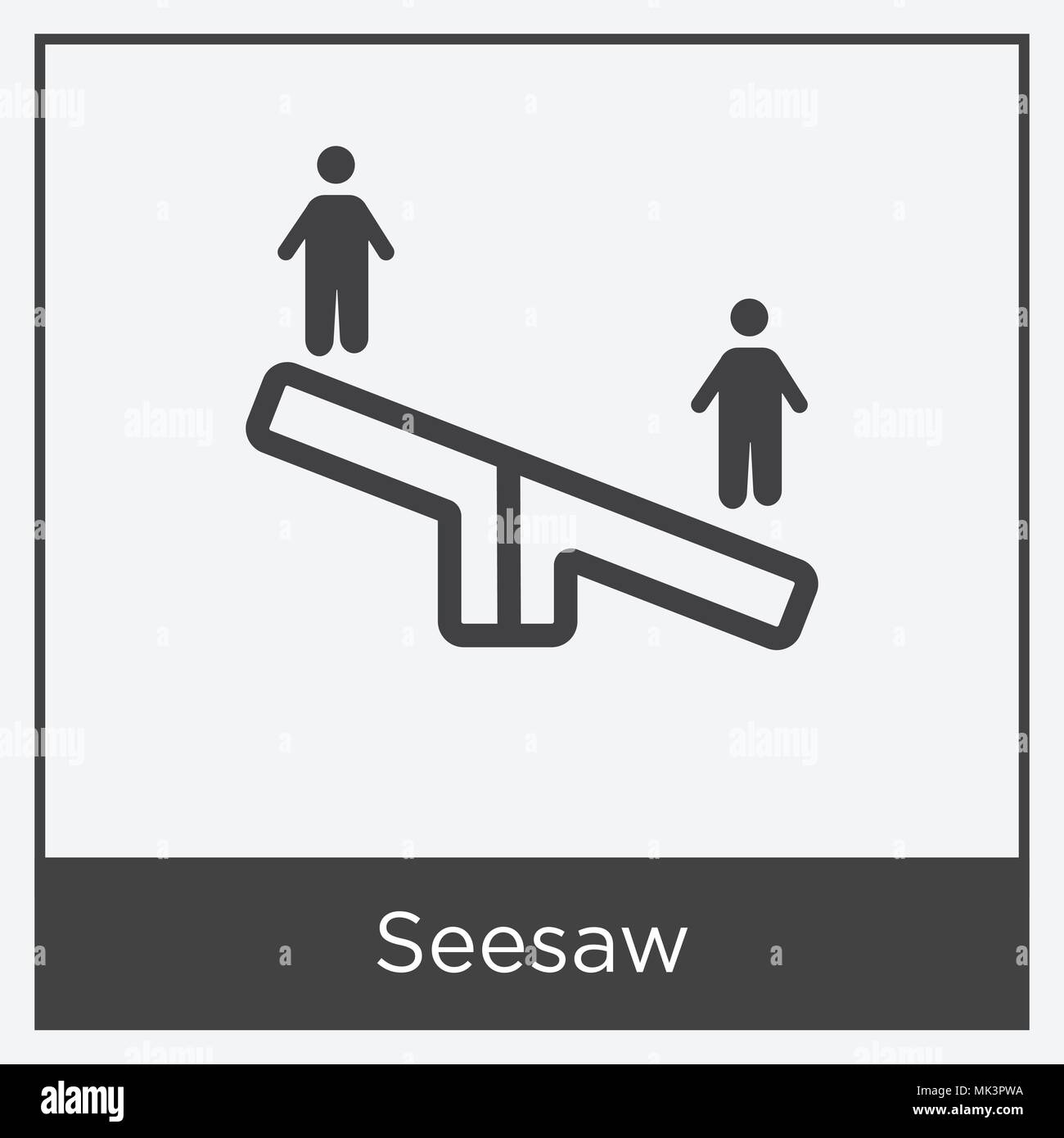 Seesaw icon isolated on white background with gray frame, sign and ...