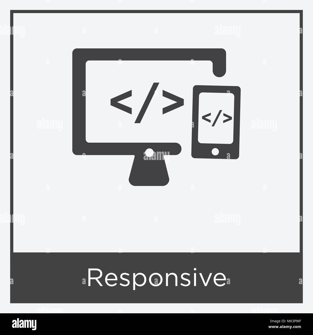 Responsive icon isolated on white background with gray frame, sign and symbol Stock Vector Image ...
