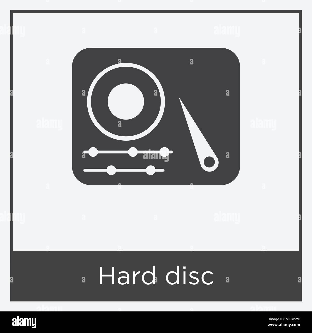 Hard disc icon isolated on white background with gray frame, sign and ...