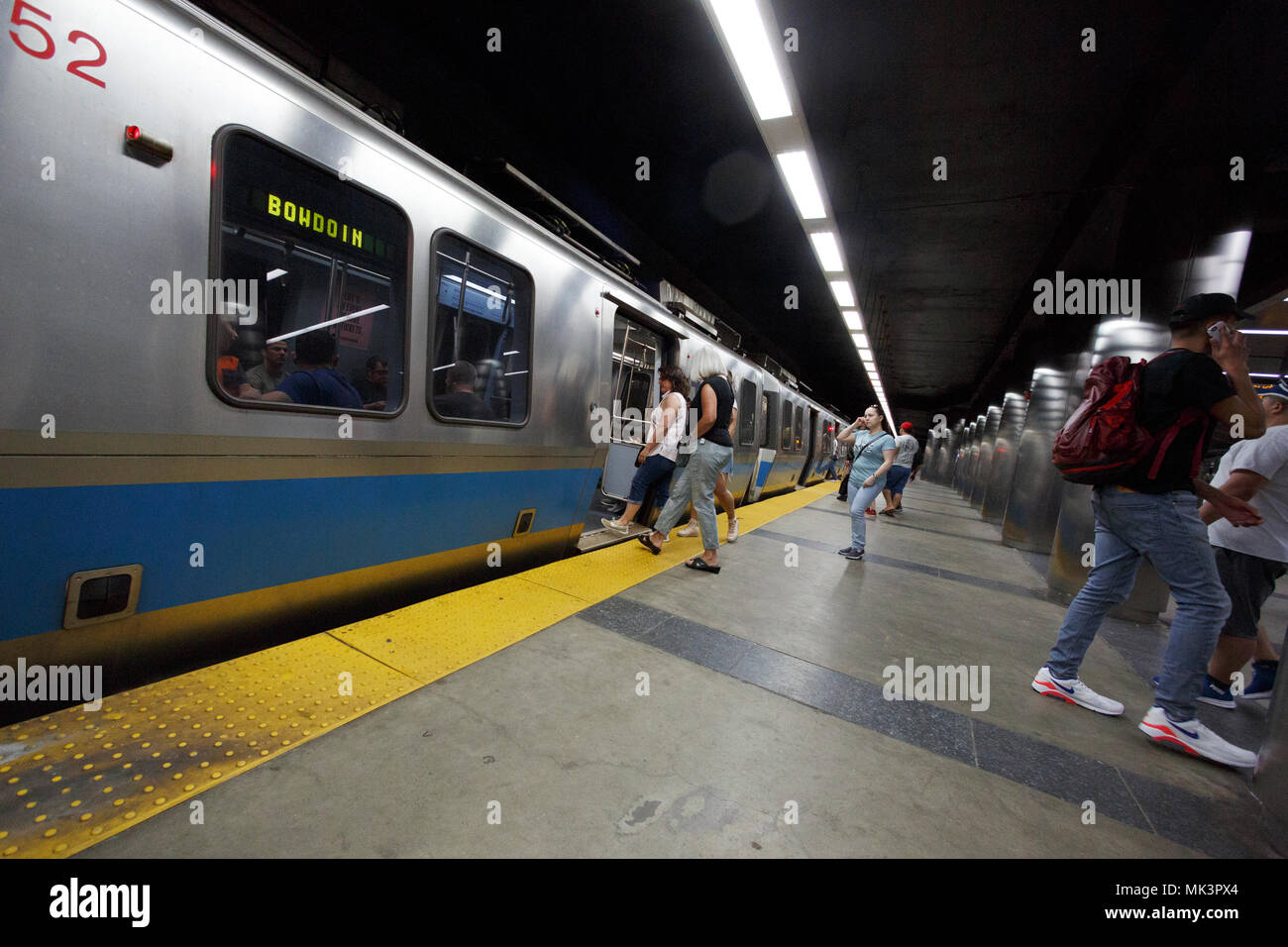 Blue Line Maverick subway station platform Boston Massachusetts Stock ...