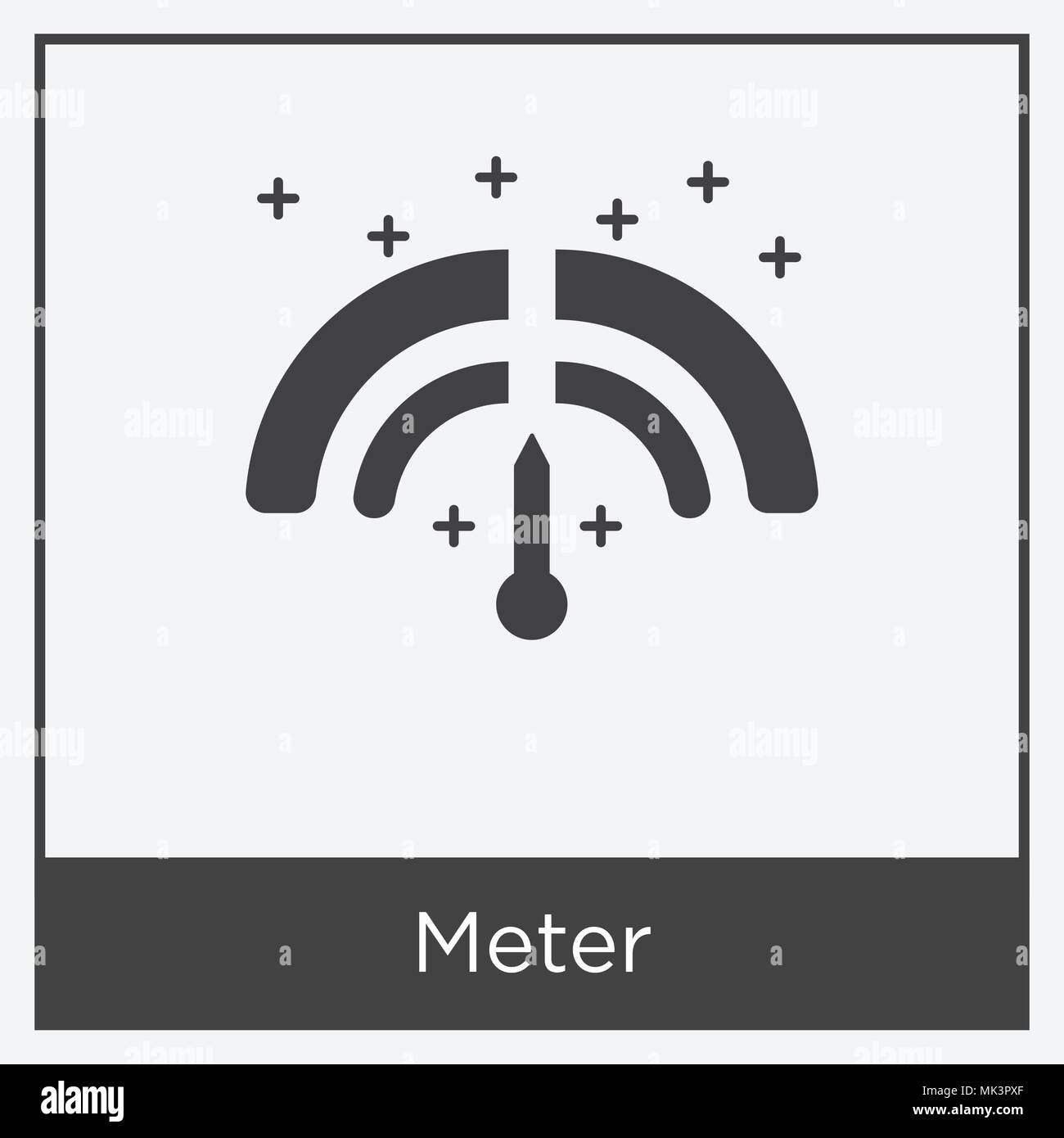 Meter icon isolated on white background with gray frame, sign and ...