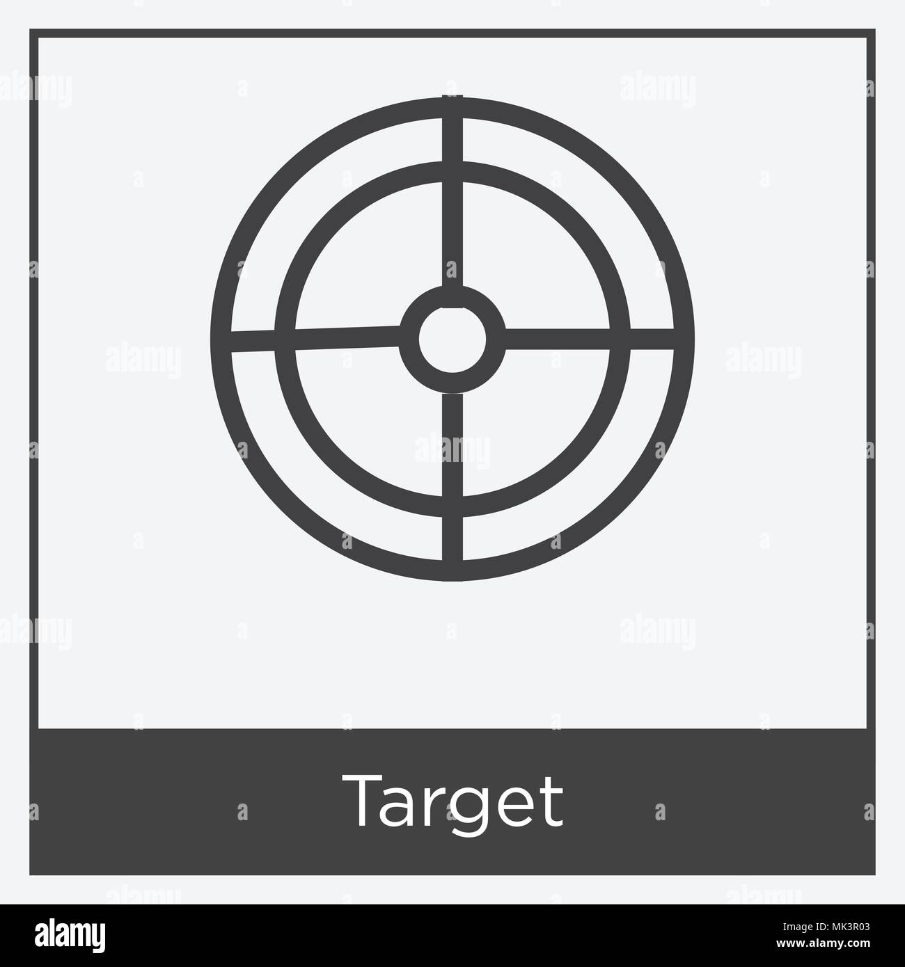 Target icon isolated on white background with gray frame, sign and ...
