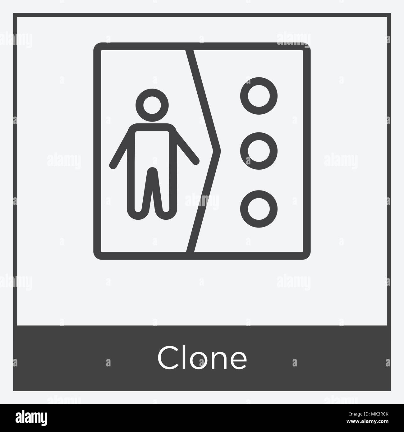 Clone icon isolated on white background with gray frame, sign and ...